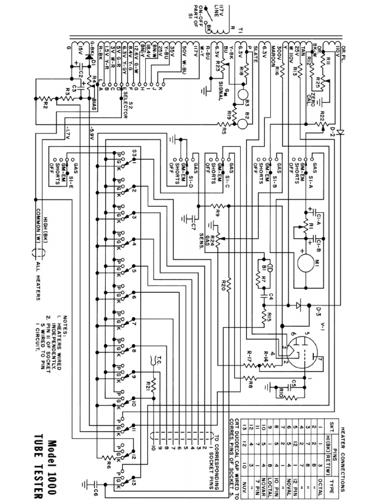 Mercury 1000 Tube Tester Schematic | PDF