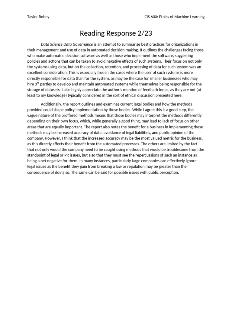 Reading Response 2-23 | PDF