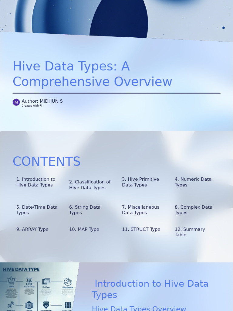 Hive Data Types - A Comprehens... | PDF | Data Type | Integer (Computer Science)