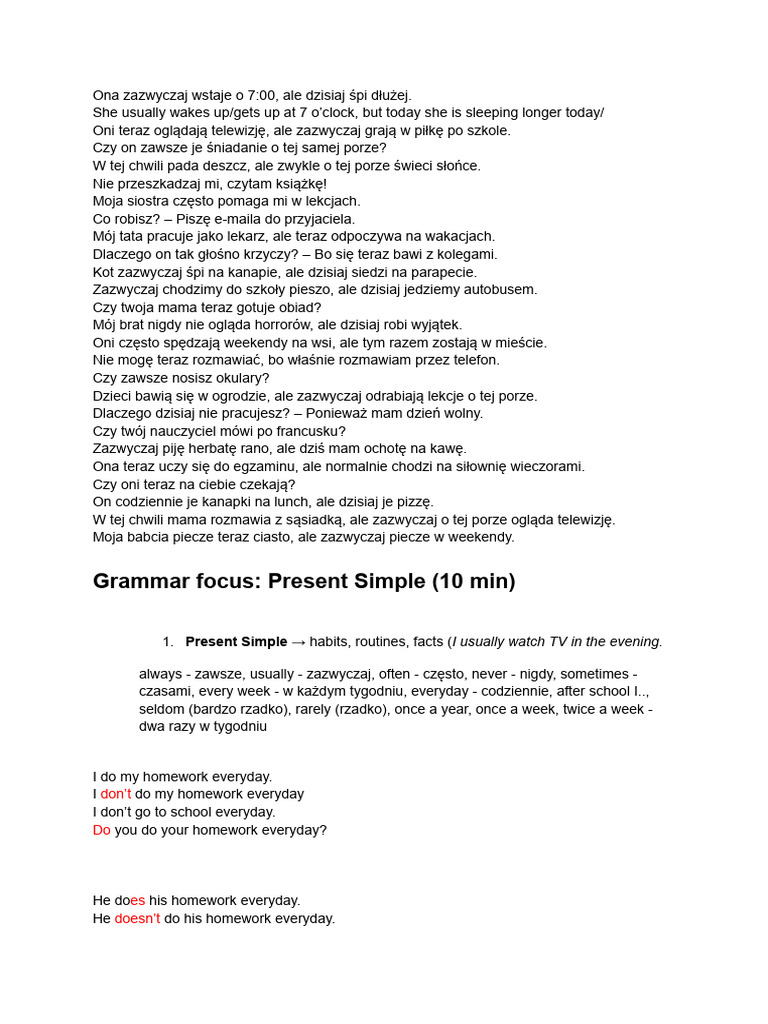 Present Simple vs Continuous 2 | PDF