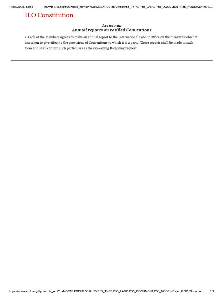 ILO Convention C152 - Article 22 Update | PDF
