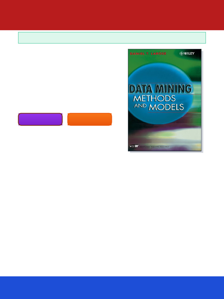 Data mining methods and models 1st Edition Daniel T Larose Research ...