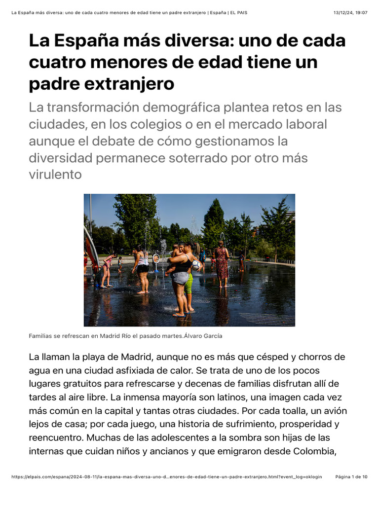 Articulo El Pais España Diversa 2024 | PDF | España | Inmigración