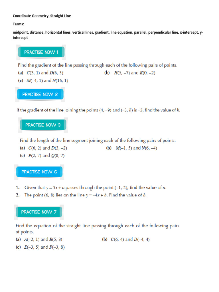 10 Coordinate Geometry - Straight Line | PDF