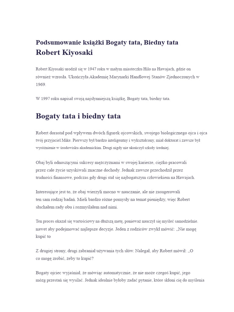 Bogaty Tata, Biedny Tata - Wersja Zmieniona | PDF