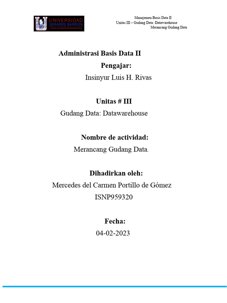 Panduan - Desain Gudang Data - Unit 3 - Adb2 | PDF