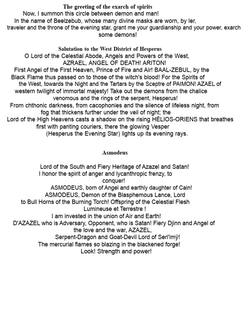 Invocation of Beelzebub and Spirits | PDF | Demons | Religious Belief ...