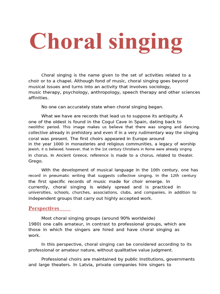 Choral Singing - TEXT | PDF | Choir | Singing