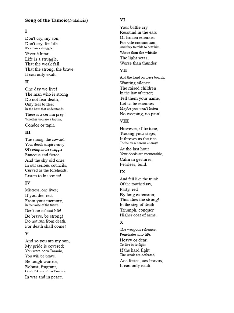 Song of The Tamoio | PDF