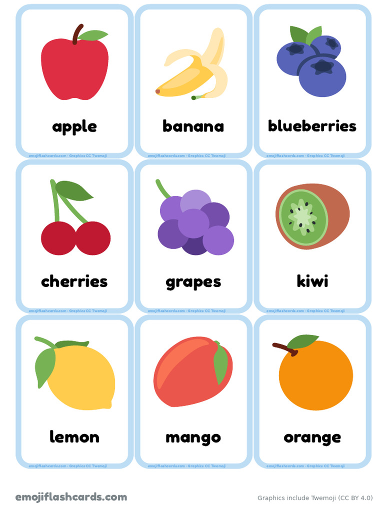 Uk English Fruit Small A4 Flashcards | PDF