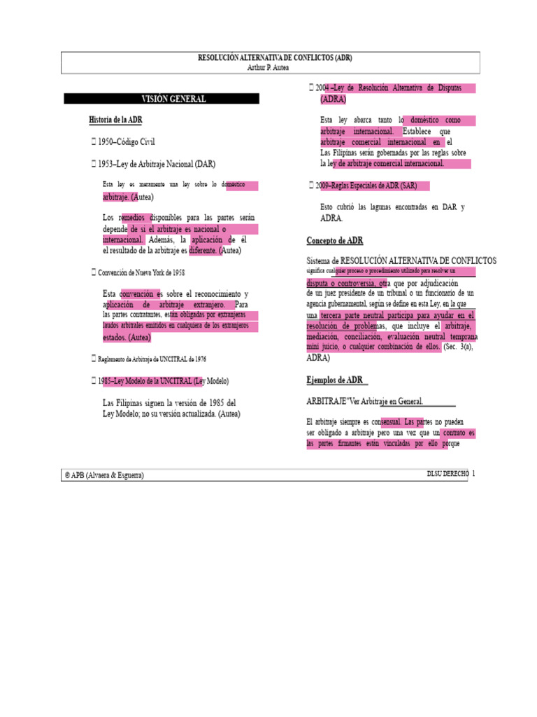 Resolución Alternativa de Conflictos - Abogado Autea (Alvaera, Aldrich ...