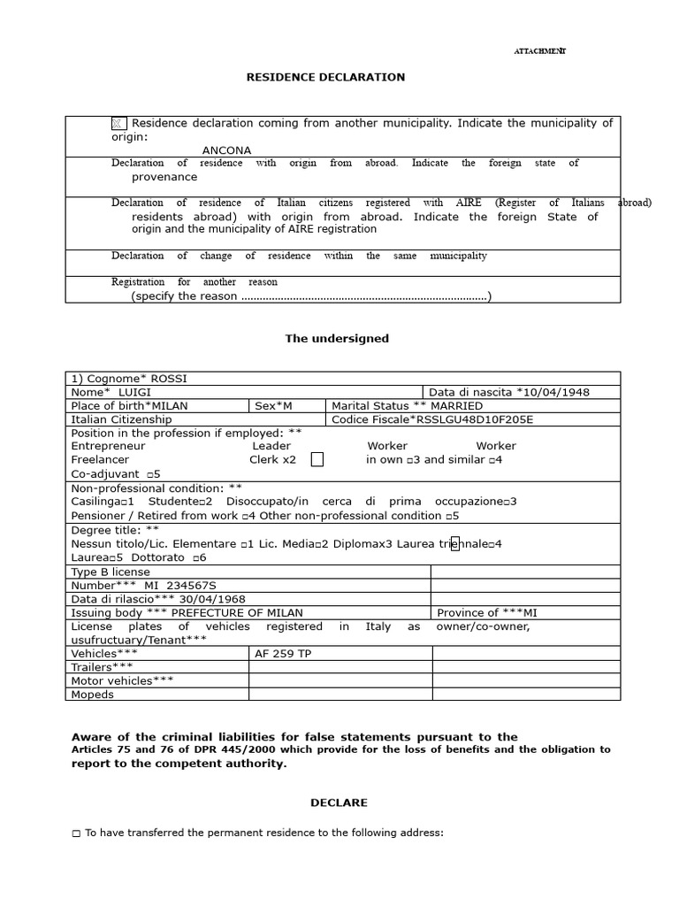Sample Filling Out Residence Address Change Form | PDF | Identity ...