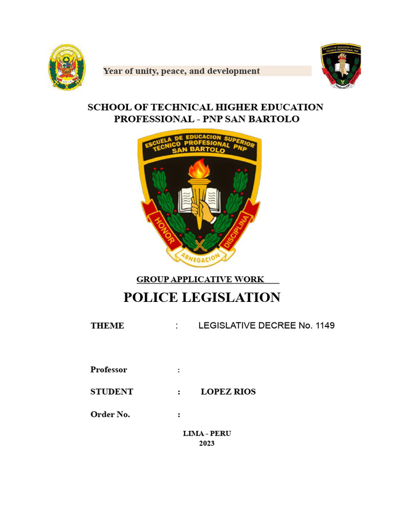 Police Legislation in Peru: Decree 1149 | PDF | Non Commissioned ...