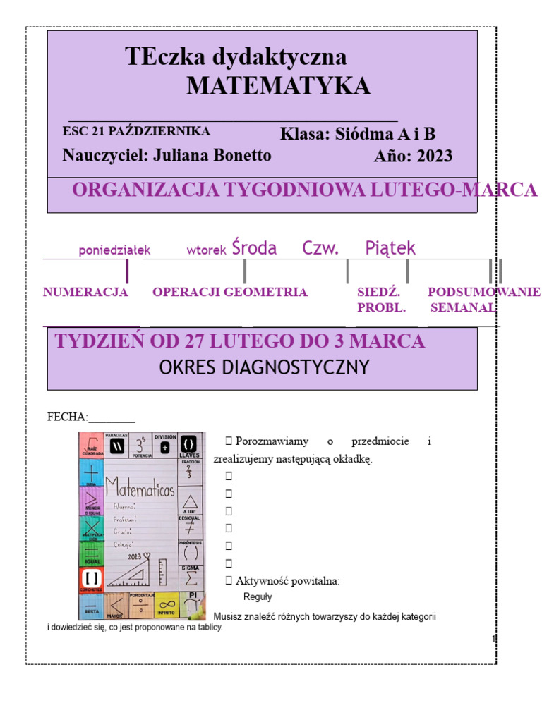 Foldera Dydaktyczna MATEMATYKA 2023 - Kopia | PDF