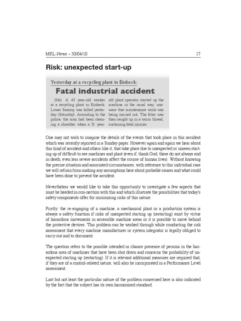 Risk Unexpected Start-Up | PDF | Switch | Machines