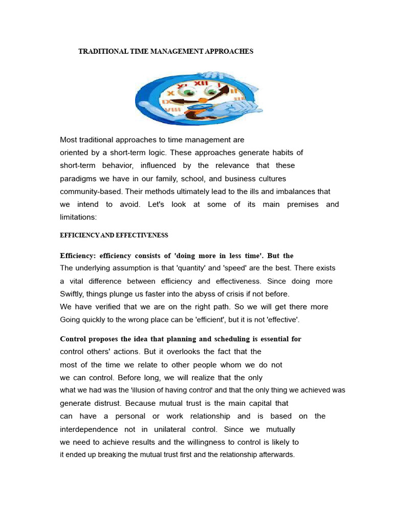 Traditional Approaches To Time Management Activity 1 | PDF | Time ...
