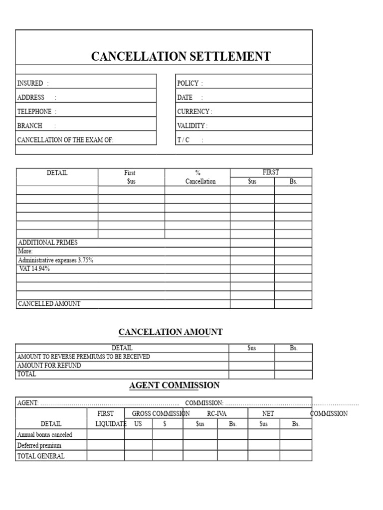 Cancellation Settlement | PDF