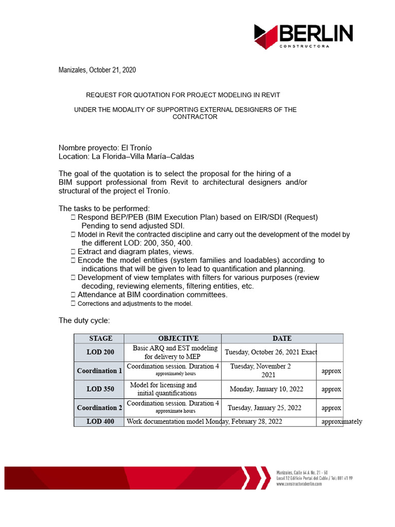 Quotation Request | PDF | Autodesk Revit | Building Information Modeling