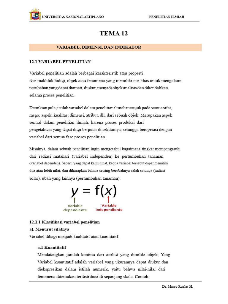 Variabel dan Indikator dalam Penelitian | PDF