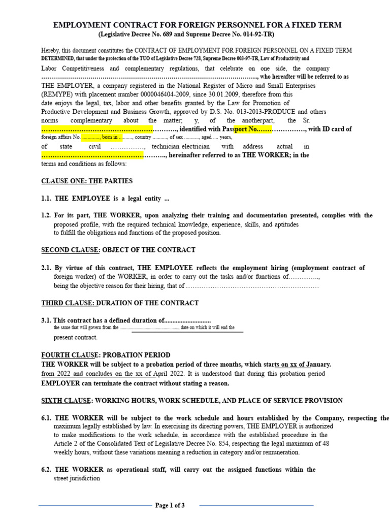 Contract - Foreign Personnel | PDF | Employment | Justice