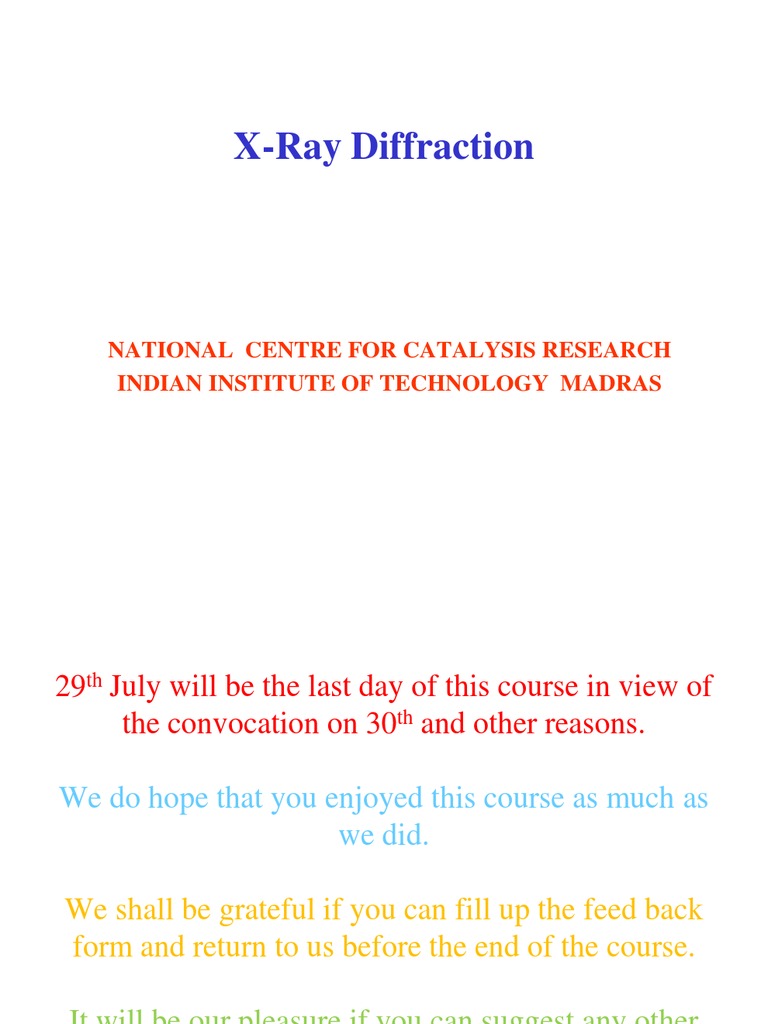 X Ray Diffraction | PDF | X Ray Crystallography | Diffraction