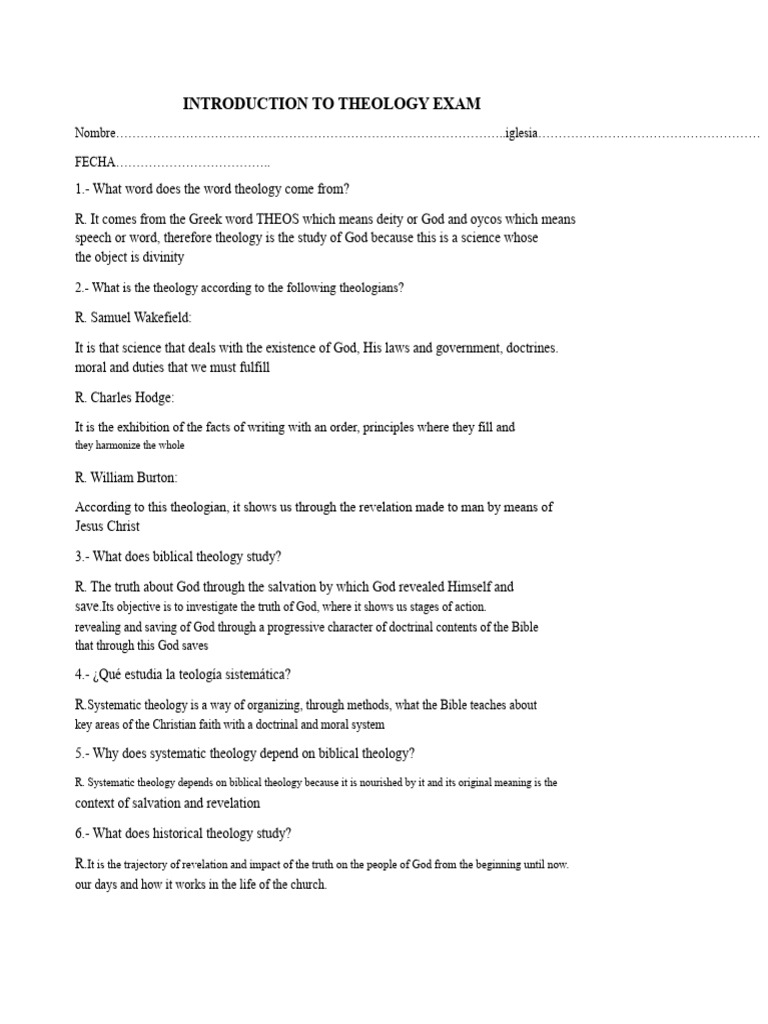 Introduction to Theology Exam Guide | PDF | Theology | Revelation