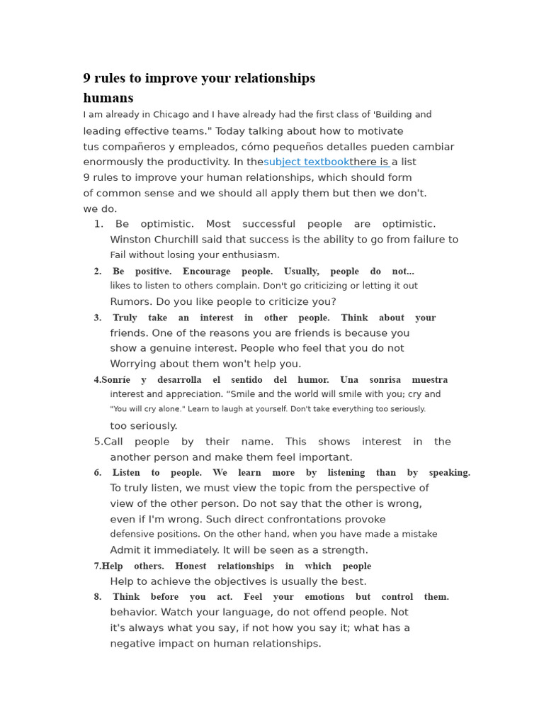 9 Rules To Improve Your Human Relationships | PDF | Golden Rule ...