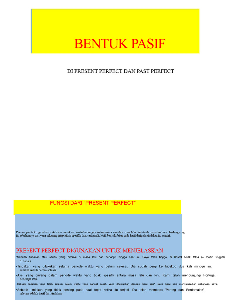 Bentuk Pasif dalam Present dan Past Perfect | PDF