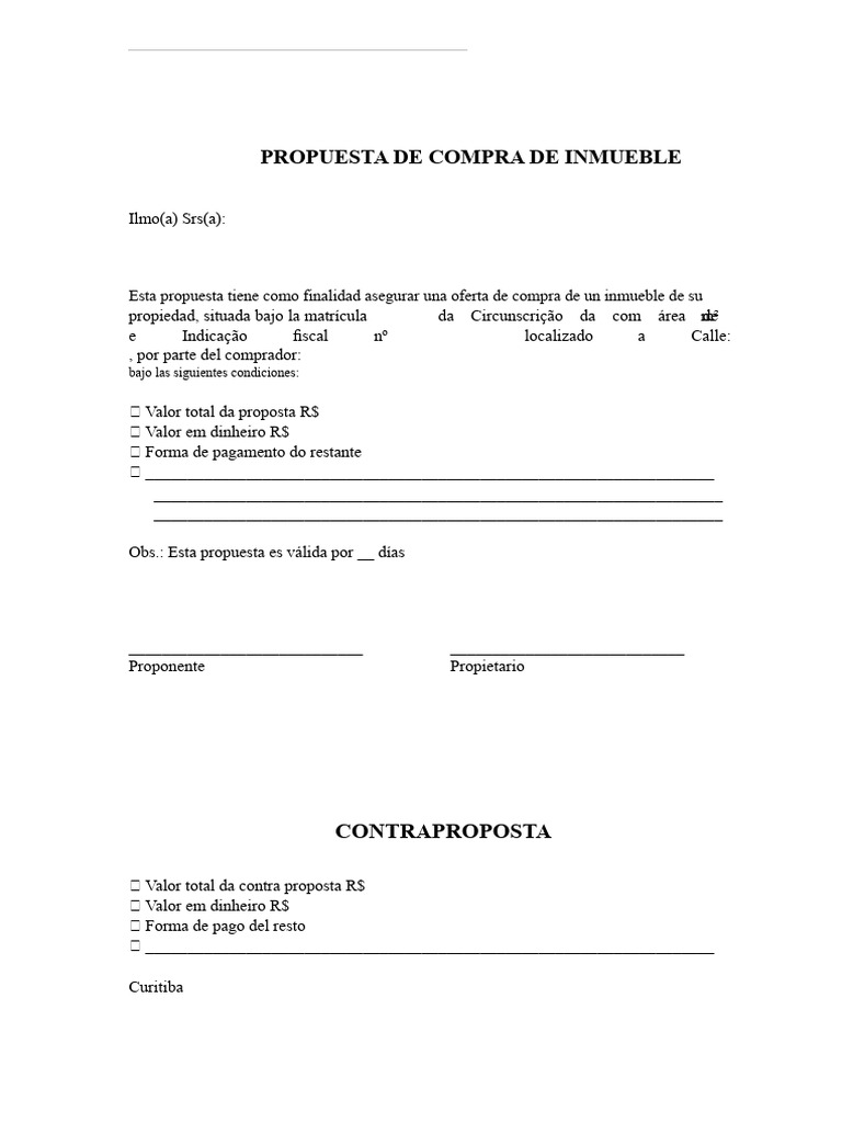 Modelo de Propuesta de Compra de Inmueble | PDF