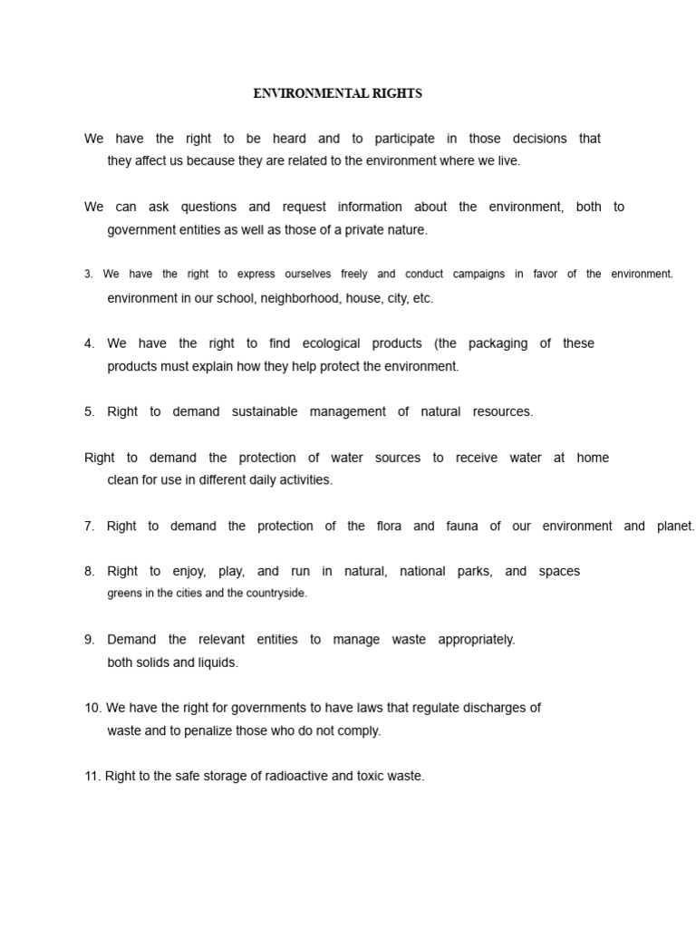 Environmental Rights and Duties | PDF