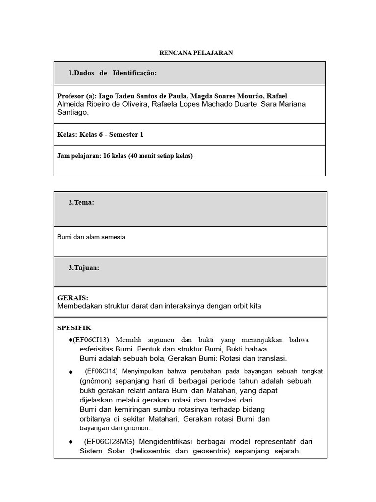 RENCANA PELAJARAN - Bumi Dan Alam Semesta Rafael | PDF