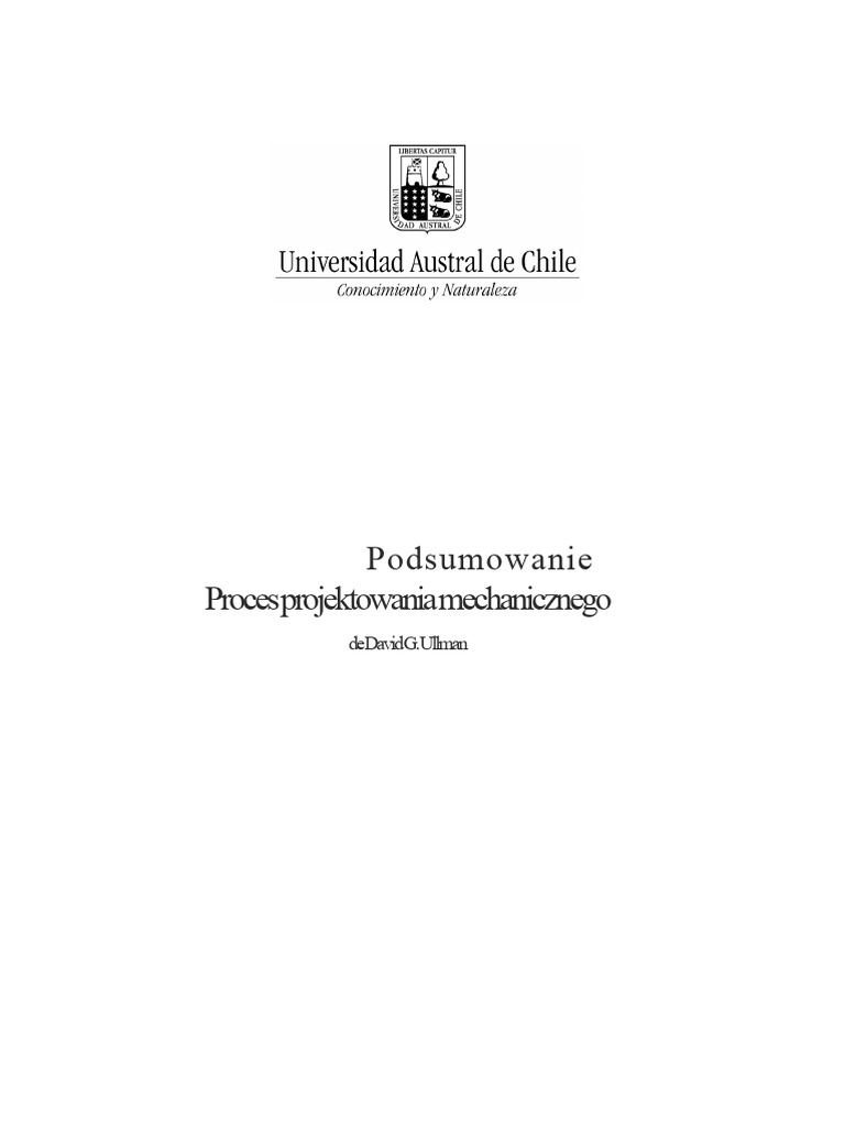 Streszczenie Procesu Projektowania Mechanicznego David Ullman PDF | PDF