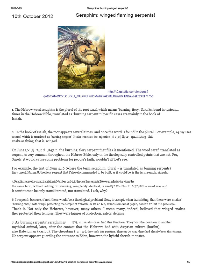 Seraphim: The Fiery Winged Serpents | PDF | Serpents In The Bible ...