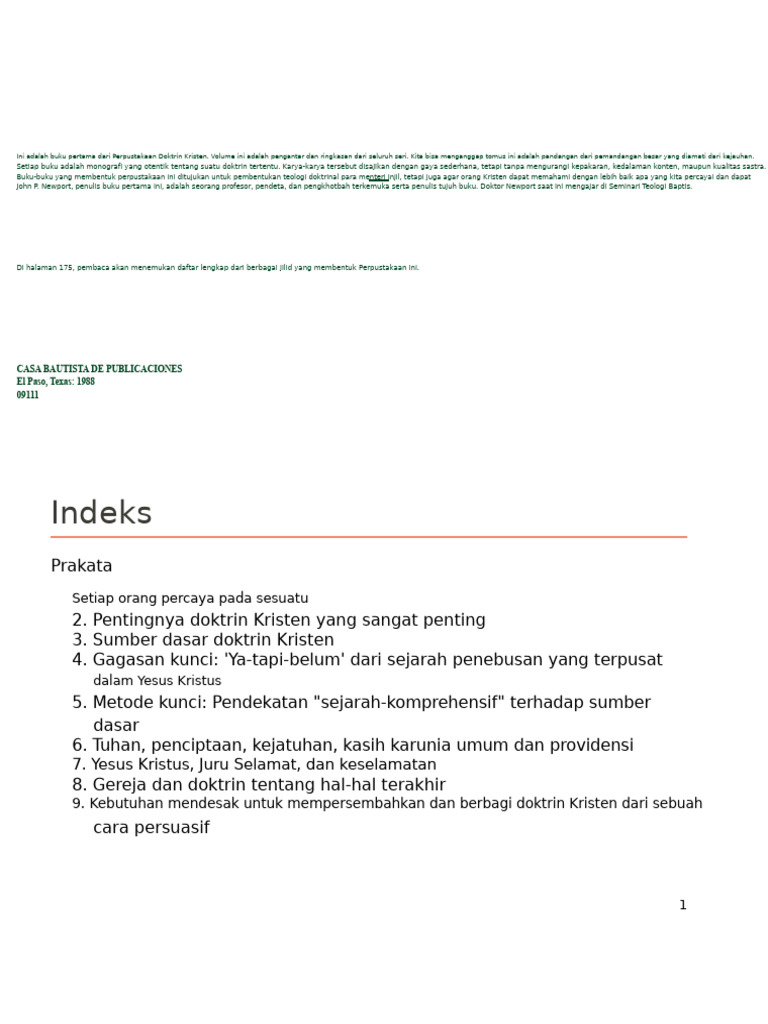 Apa Itu Doktrin Kristen - John P. Newport | PDF