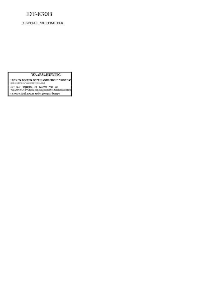 DT-830B Digitale Multimeter Handleiding | PDF