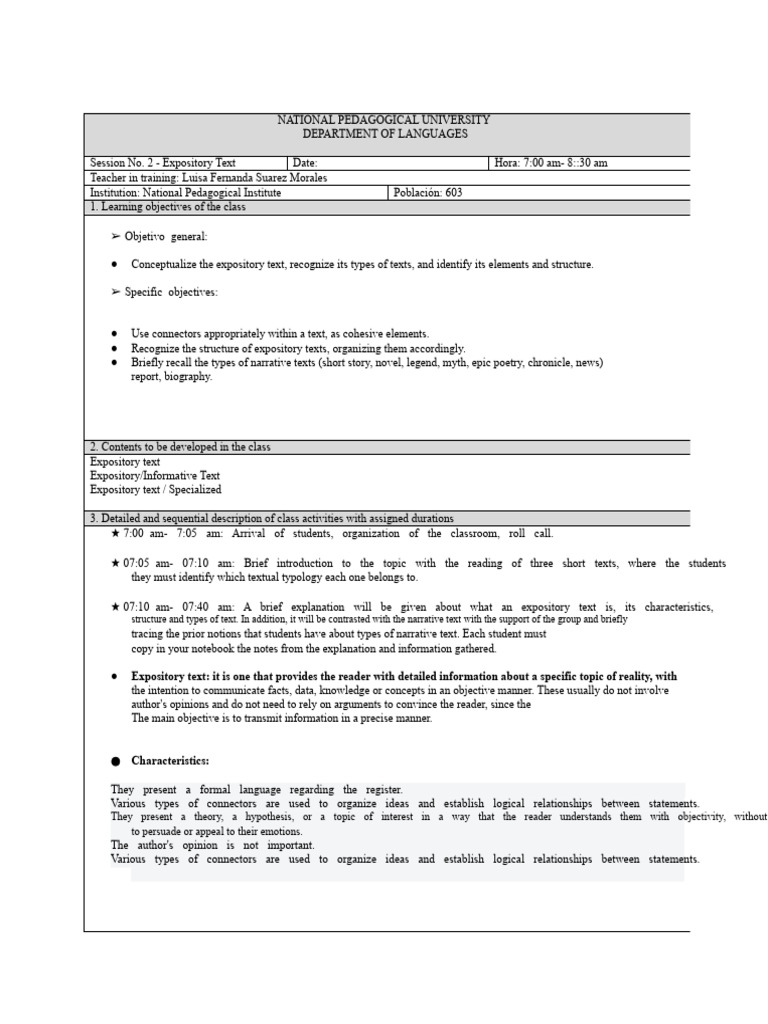 Expository Text Class Outline and Objectives | PDF | Information ...