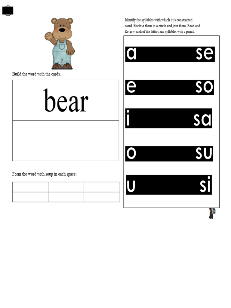 Word Bear Method Generating Word Activities | PDF