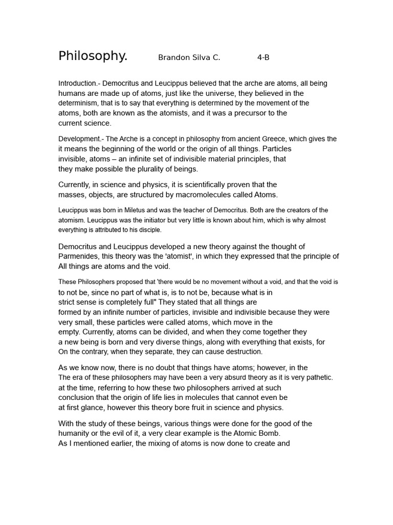 The Arche, Democritus and Leucippus. | PDF | Science | Physics