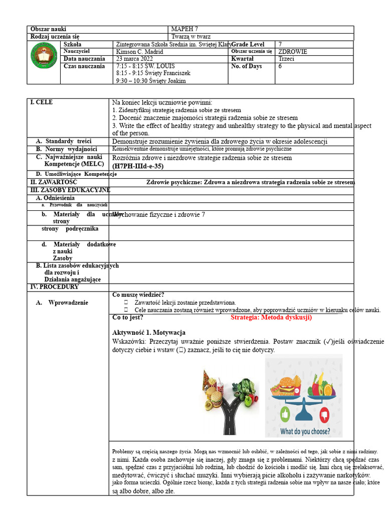Kwartal - Tydzień 6 - Zdrowie | PDF