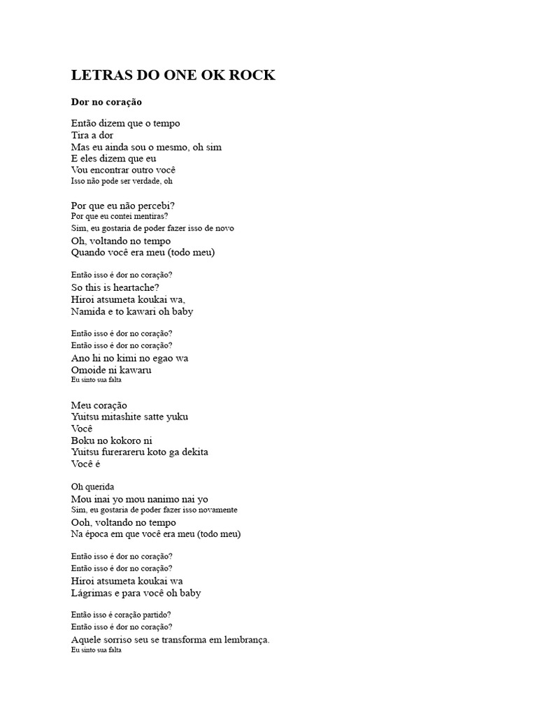 Letra de One Ok Rock | PDF