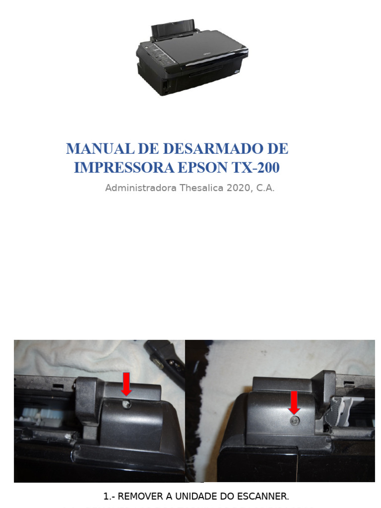 Manual de Desmontagem Da Impressora Epson TX-200 | PDF | Engenharia ...