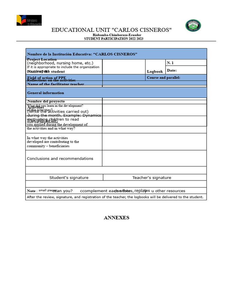 Student Participation Log | PDF