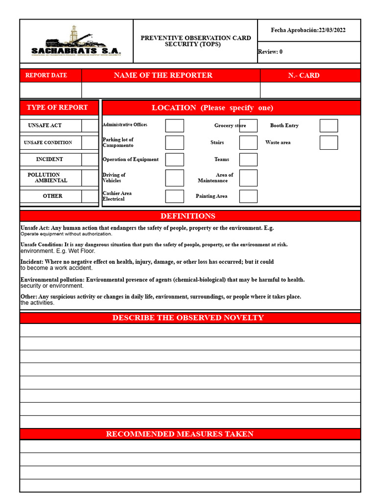 TOPS Card Format | PDF | Safety | Personal Protective Equipment