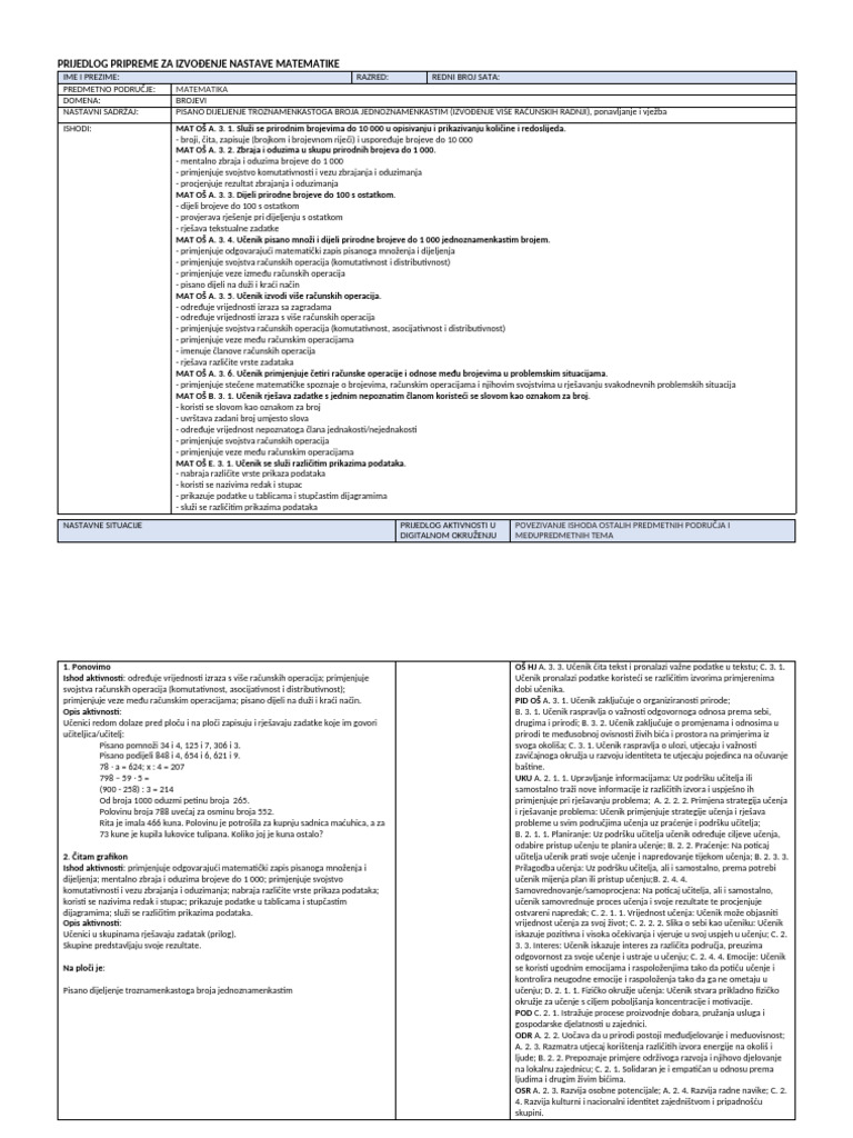 110 Priprema Izvodenje Vise Racunskih Operacija Piv | PDF