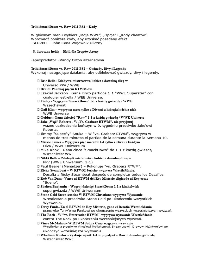 Triki WWE 2011 | PDF