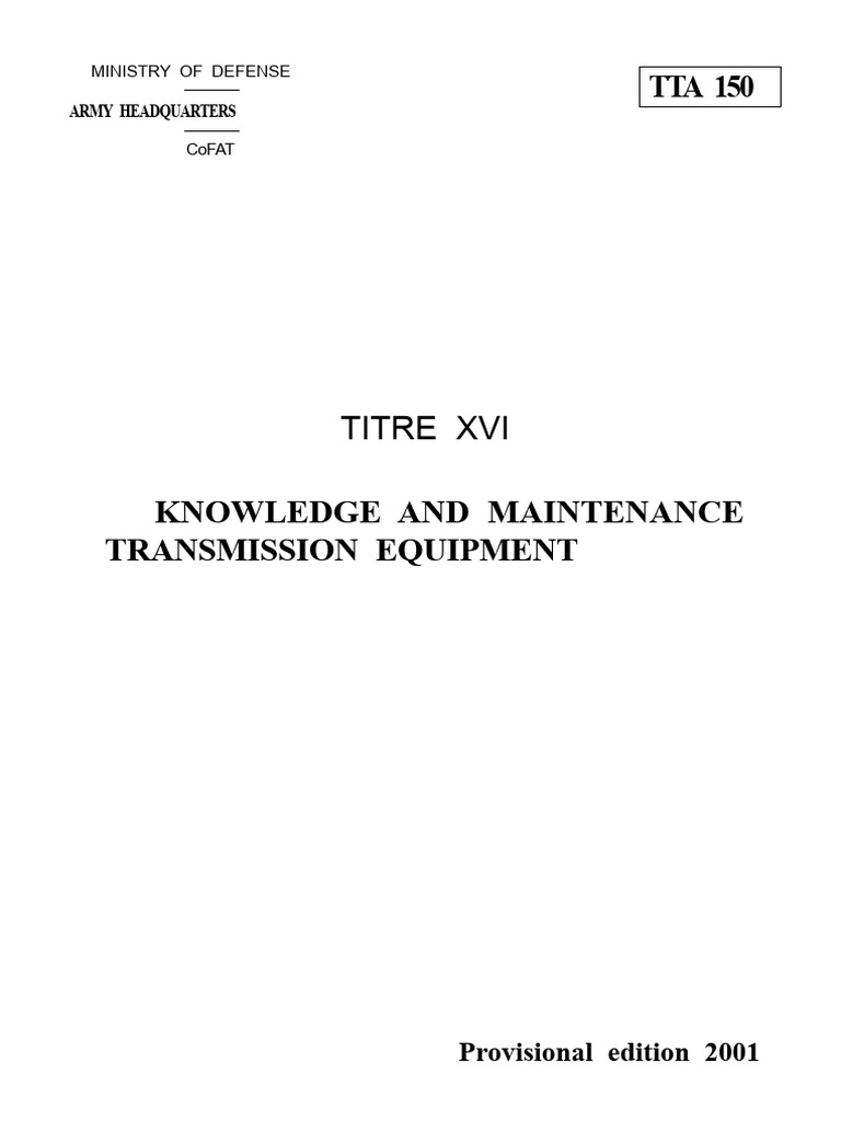 French Army TTA150 Title16 Transmission Equipment | PDF | High ...