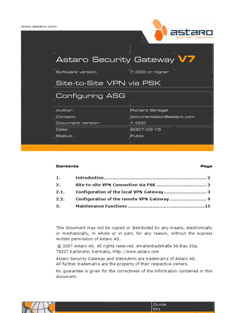 VPN Site To Site On Astaro | PDF | Virtual Private Network | Proxy Server