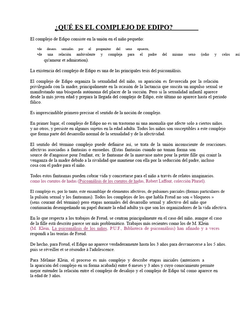 Complejo de Edipo: Definición y Etapas | PDF | Complejo de Edipo | Amor