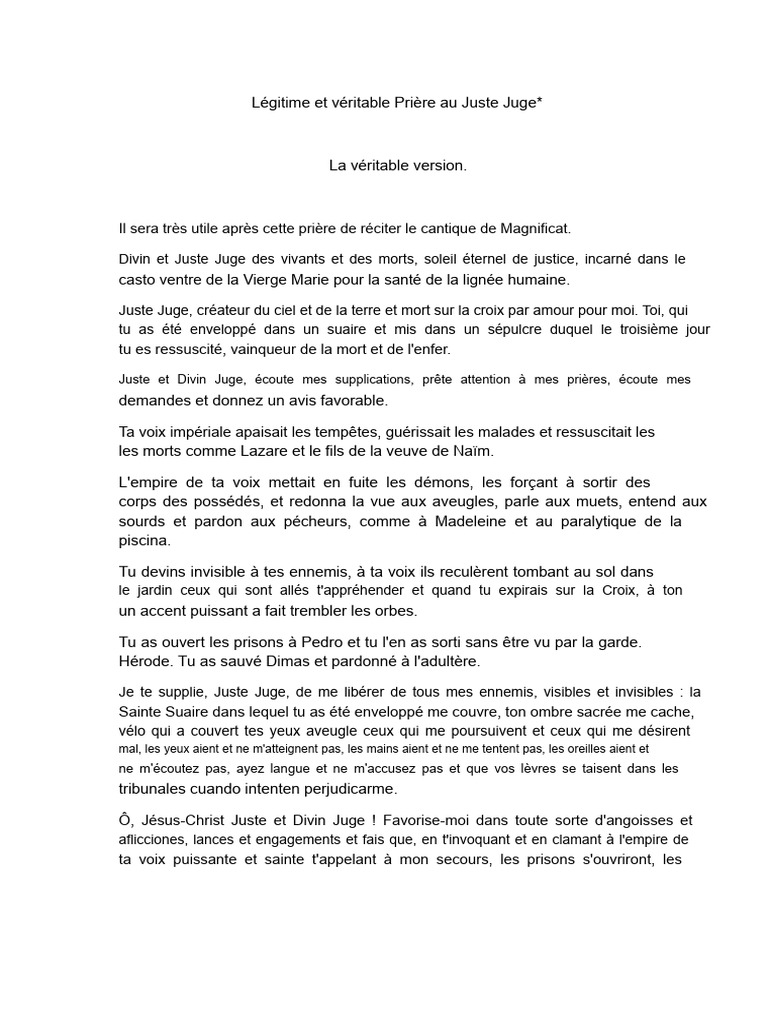 Prière au Juste Juge pour protection | PDF | Dieu | Miséricorde