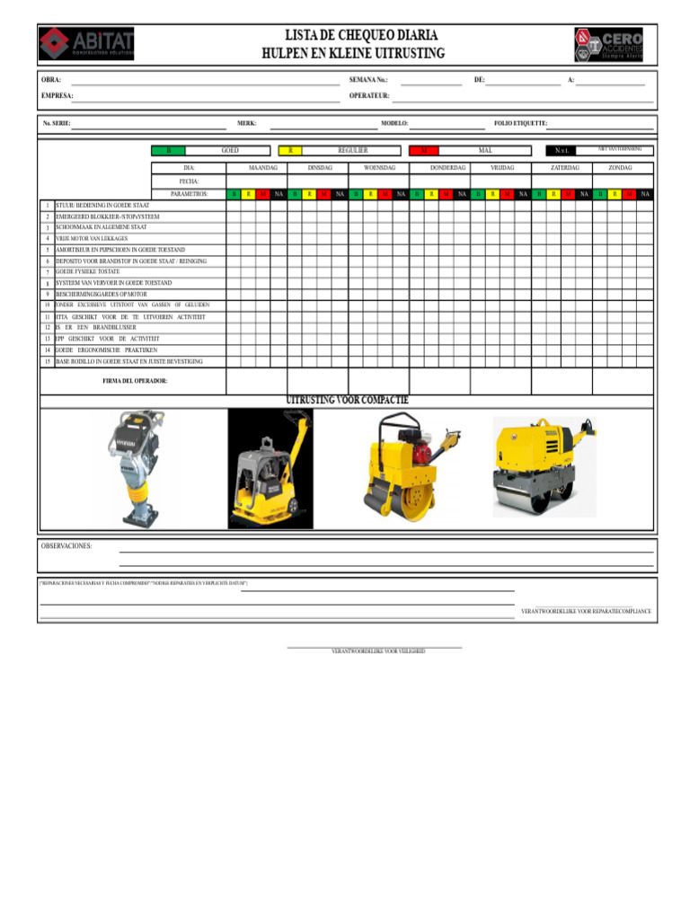 Checklist Compactors-Dansers | PDF